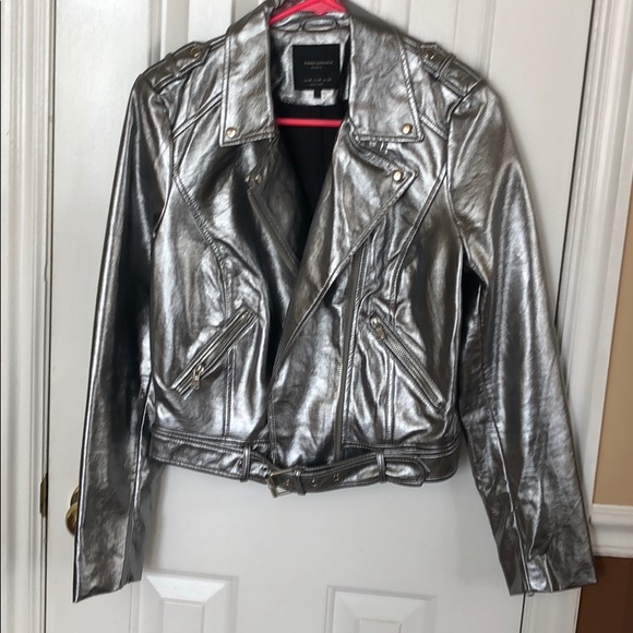 Zara | Jackets & Coats | Metallic Silver Biker Jacket Nwt | Poshmark